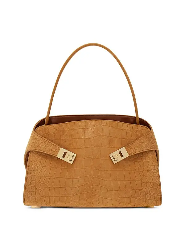 FERRAGAMO Hug Soft Suede Shoulder Bag