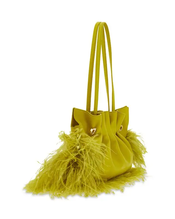FERRAGAMO Soft Small Leather & Feather Bag - Antique Yellow