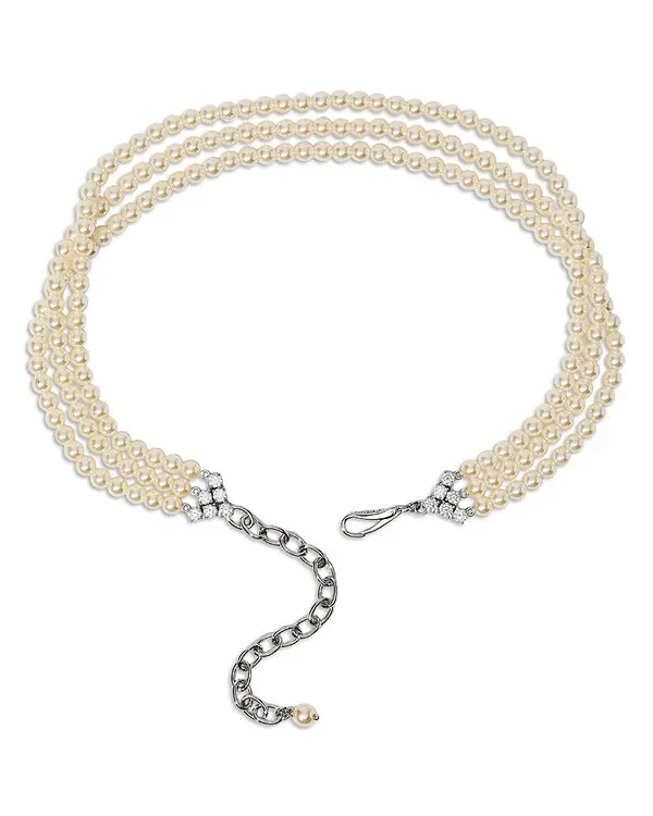 Nadri Madrid Triple Strand Imitation Pearl Choker, 15 - Rhodium