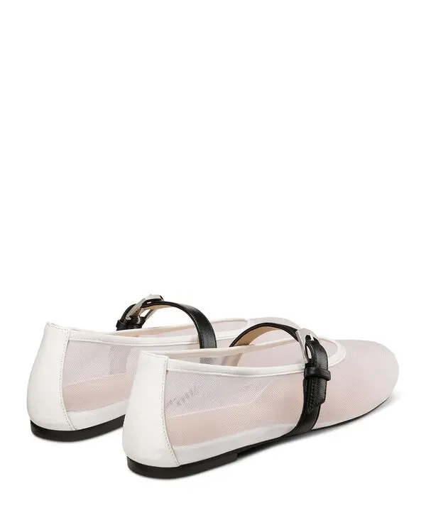 STUART WEITZMAN Sai Bareitall Mary Jane Flats - White/blanco/black