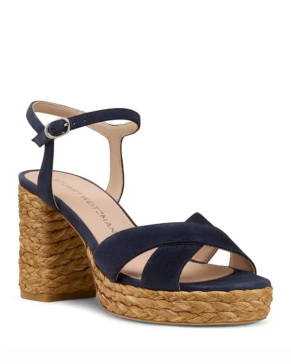 STUART WEITZMAN Dayna 80 Espadrille Platform Sandals - Nice Blue/natural