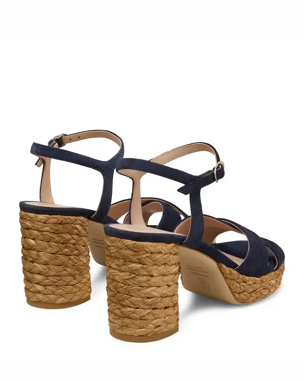 STUART WEITZMAN Dayna 80 Espadrille Platform Sandals - Nice Blue/natural