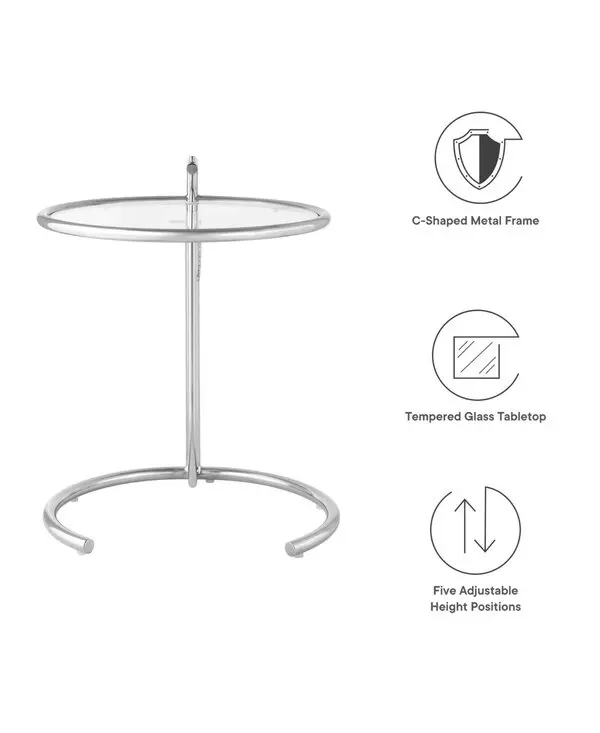 MODWAY Eileen Gray Metal Side Table - Silver