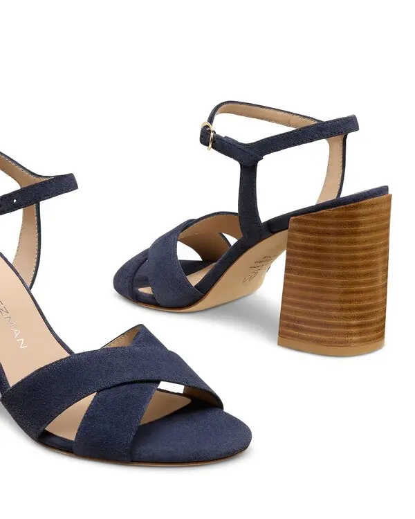STUART WEITZMAN Alyssa 85 Block Heel Sandals - Nice Blue/new Camel