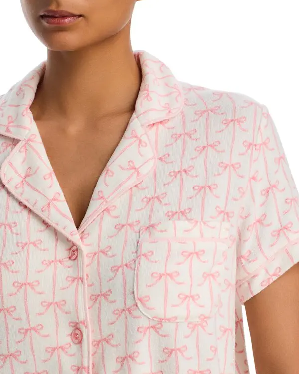 Aqua Short Sleeve Top & Shorts Pajama Set - Ivory