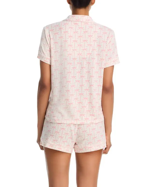 Aqua Short Sleeve Top & Shorts Pajama Set - Ivory