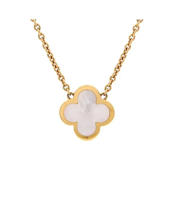 VAN CLEEF & ARPELS Pure Alhambra Pendant Necklace 18k Gold And Mother Of Pearl, 16.25 - Yellow