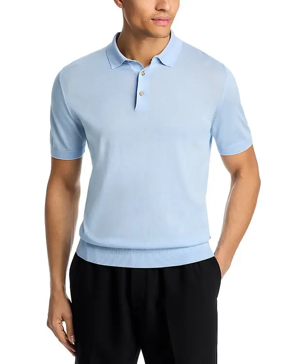 BOSS Silk Cotton Polo Shirt - Open Blue