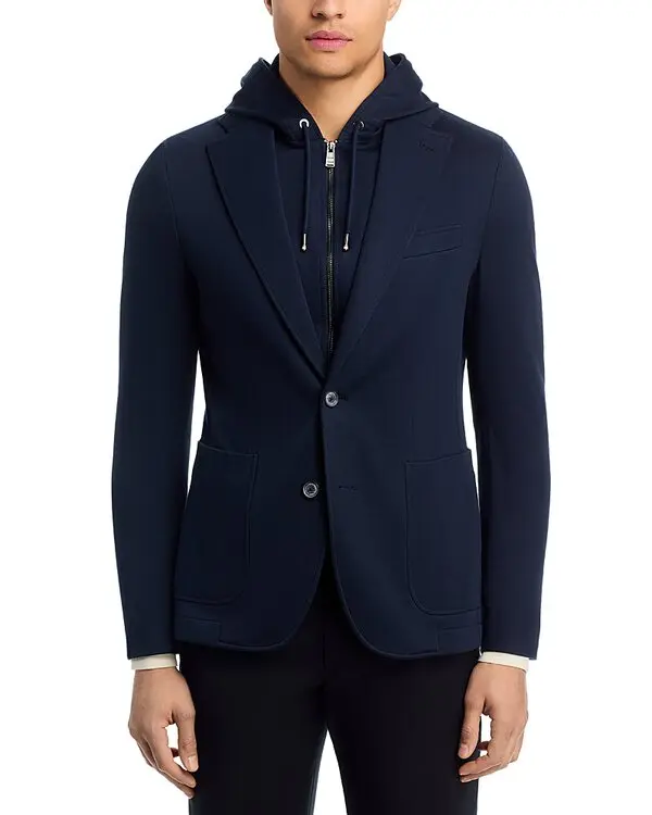 BOSS Hanry Slim Fit Sport Coat With Removable Hood - Dark Blue