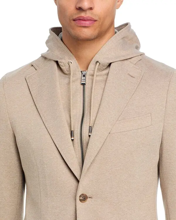 BOSS Hanry Slim Fit Sport Coat With Removable Hood - Oatmeal