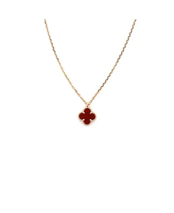 VAN CLEEF & ARPELS Sweet Alhambra Pendant Necklace 18k Rose Gold And Carnelian, 17.5 - Pink