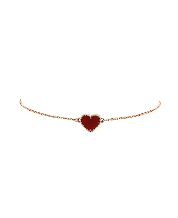 VAN CLEEF & ARPELS Sweet Alhambra Heart Bracelet 18k Rose Gold With Carnelian - Pink