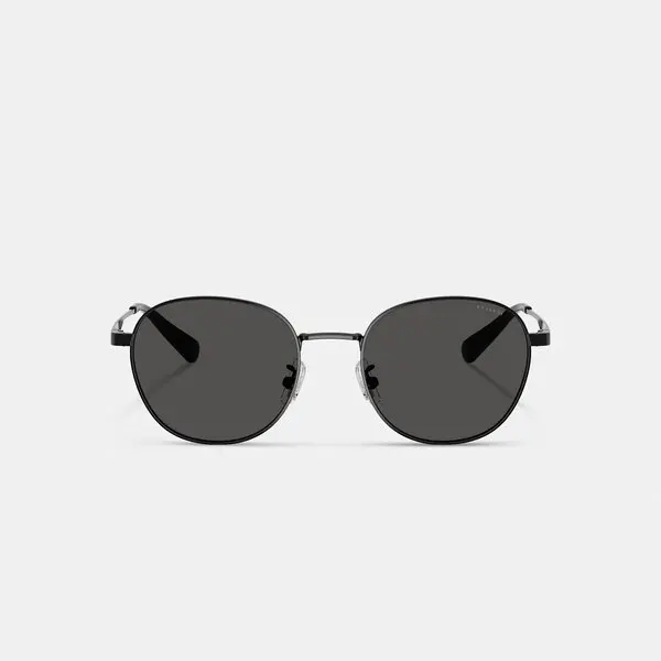 COACH Metal Hangtag Round Sunglasses - Black
