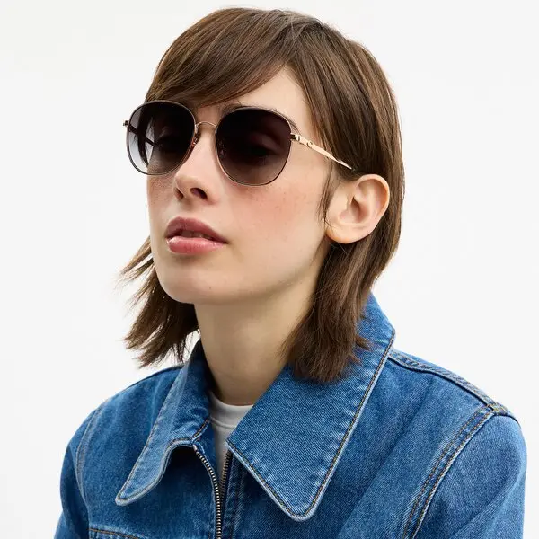 COACH C Hardware Metal Round Sunglasses - Purple Gradient