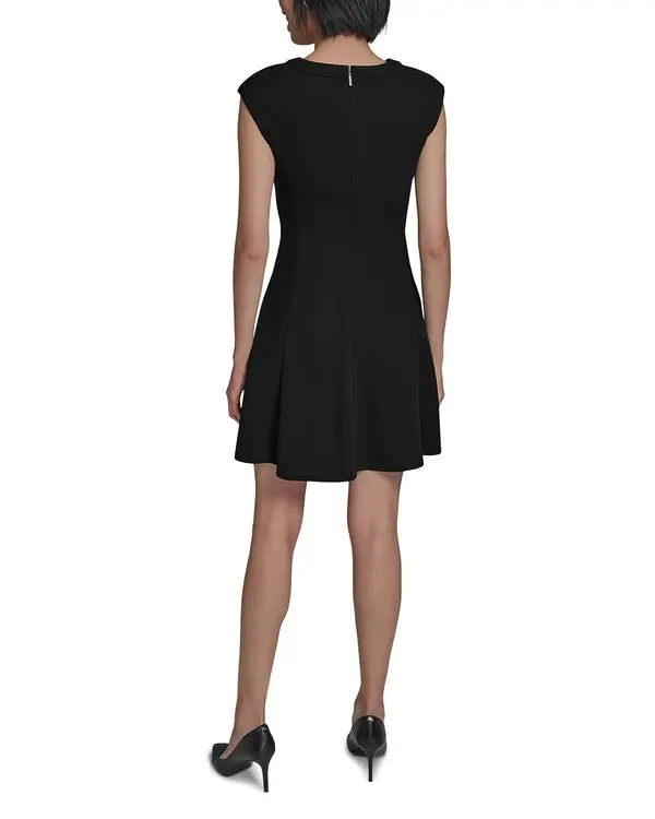 Karl Lagerfeld Paris V-neck Fit And Flare Dress