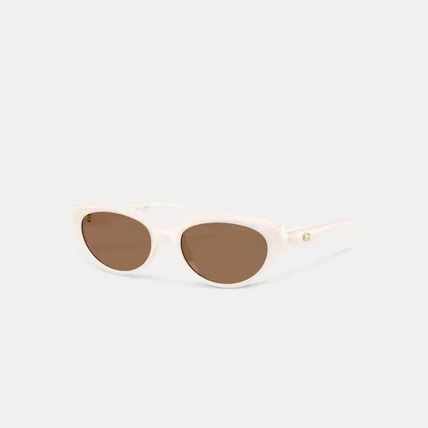 COACH C Hardware Oval Cat Eye Sunglasses - Milky Ivory