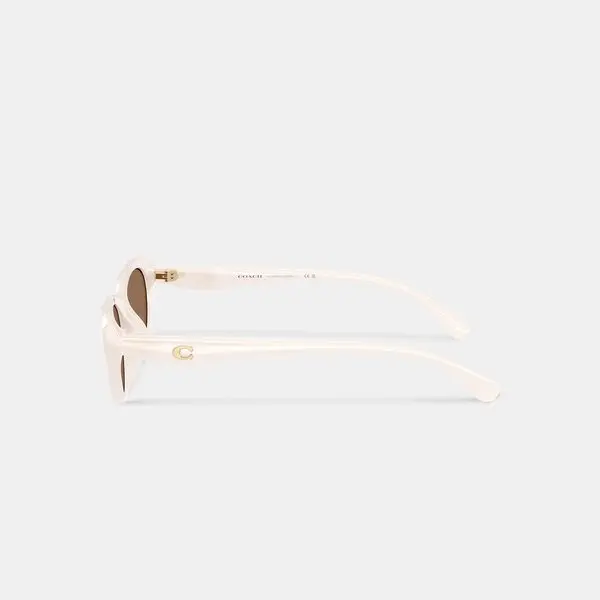 COACH C Hardware Oval Cat Eye Sunglasses - Milky Ivory