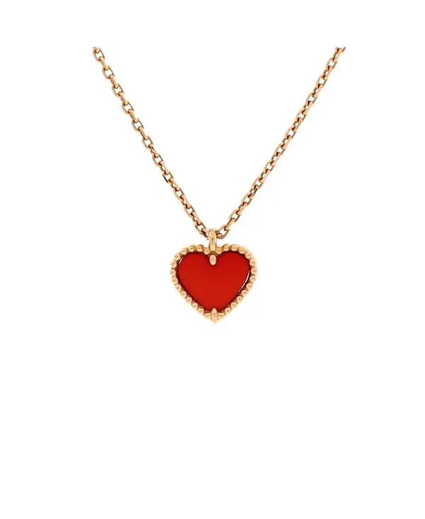 VAN CLEEF & ARPELS Sweet Alhambra Heart Pendant Necklace - Pink