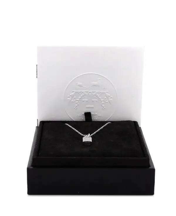 Hermès Amulettes Cadenas Pendant Necklace 18k Gold With Diamonds, 15.75 - White