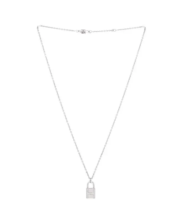 Hermès Amulettes Cadenas Pendant Necklace 18k Gold With Diamonds, 15.75 - White