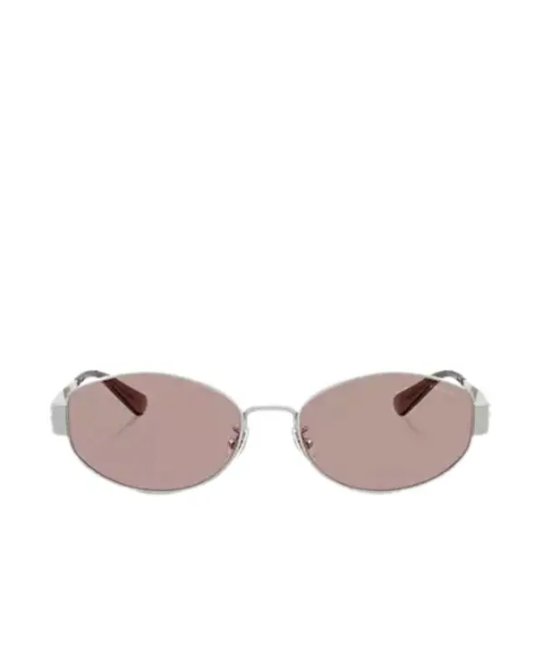 COACH C Hardware Metal Narrow Oval Sunglasses - Silver/purple