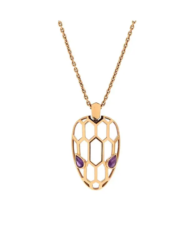 BVLGARI Serpenti Seduttori 18k Rose Gold Pendant Necklace With Amethyst - Pink