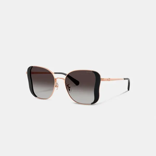 COACH C Hardware Metal Butterfly Square Sunglasses - Grey Gradient
