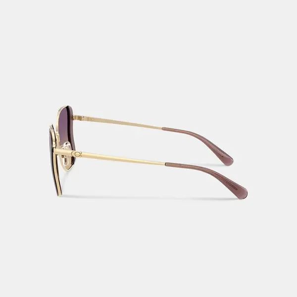 COACH C Hardware Metal Butterfly Square Sunglasses - Purple Gradient