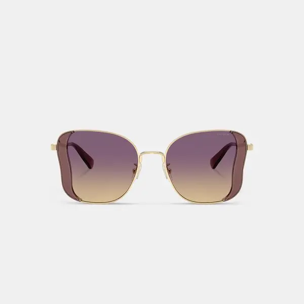 COACH C Hardware Metal Butterfly Square Sunglasses - Purple Gradient