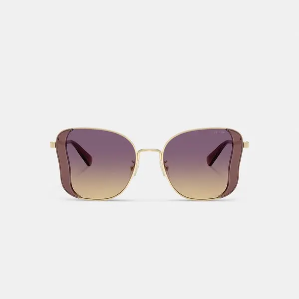 COACH C Hardware Metal Butterfly Square Sunglasses - Purple Gradient