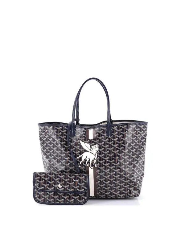 Goyard Saint Louis Pm Tote Printed Coated Canvas - Blue