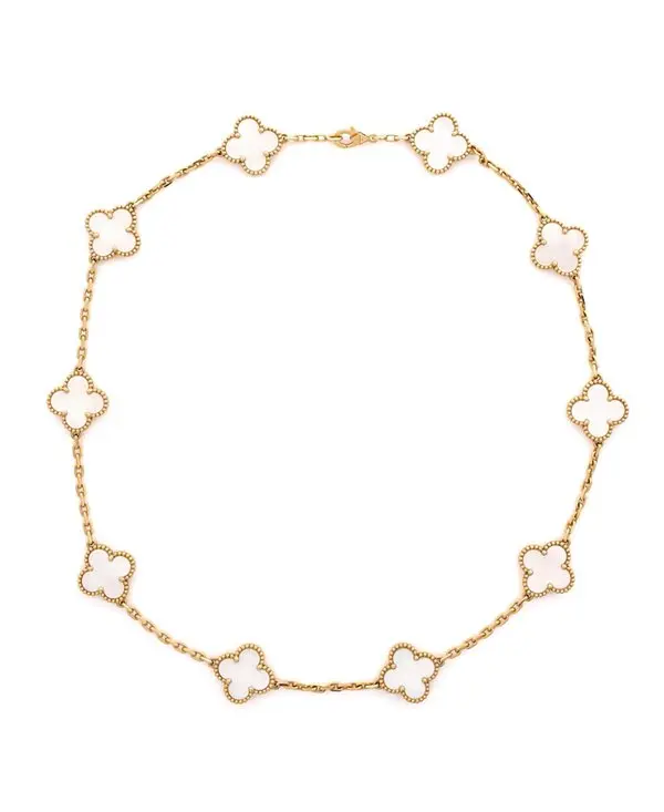 VAN CLEEF & ARPELS Vintage Alhambra 10 Motifs Necklace 18k Gold And Mother Of Pearl, 17 - Yellow