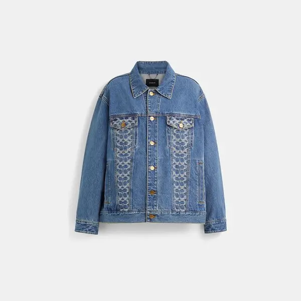 COACH Restored Oversized Signature Denim Jacket - Medium Indigo