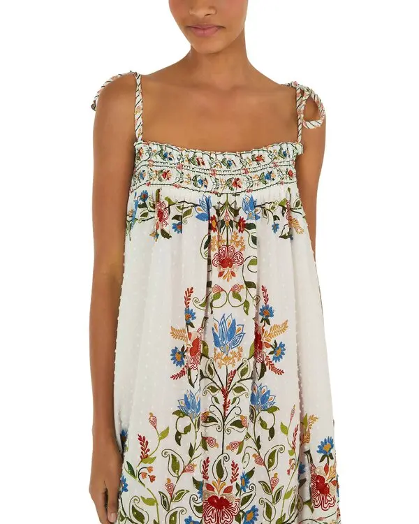 Farm Rio Stitched Garden Long Dress Cover Up