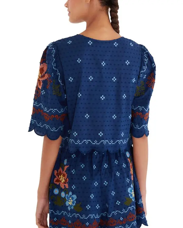 Farm Rio Stitched Garden Swim Cover-up Top