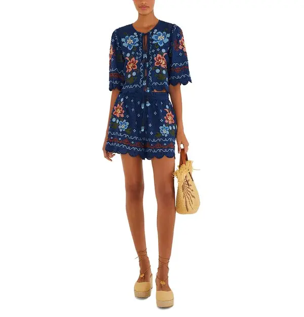 Farm Rio Stitched Garden Swim Cover-up Top