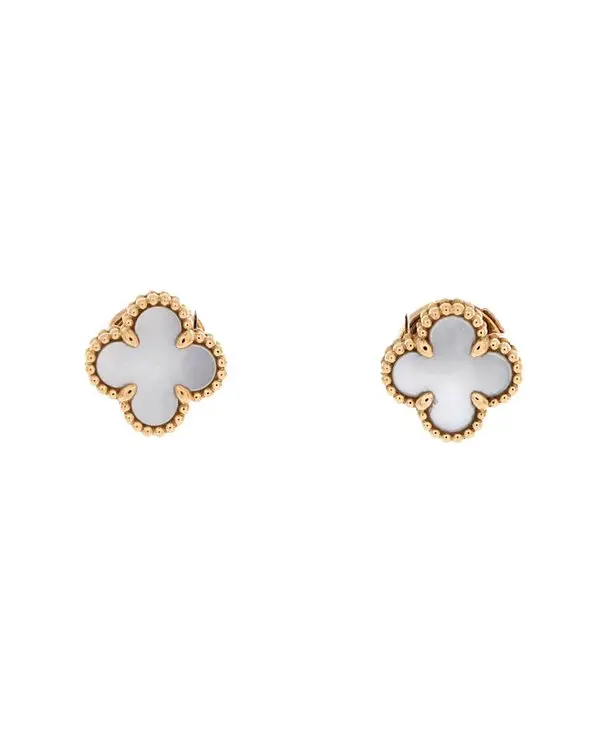 VAN CLEEF & ARPELS Sweet Alhambra Stud Earrings - White
