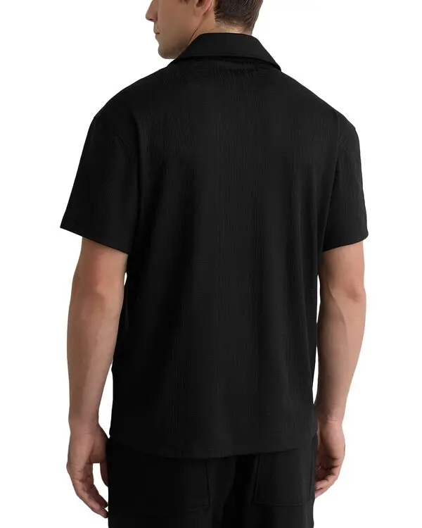 REISS Short Sleeve Stripe Jacquard Cuban Collar Shirt