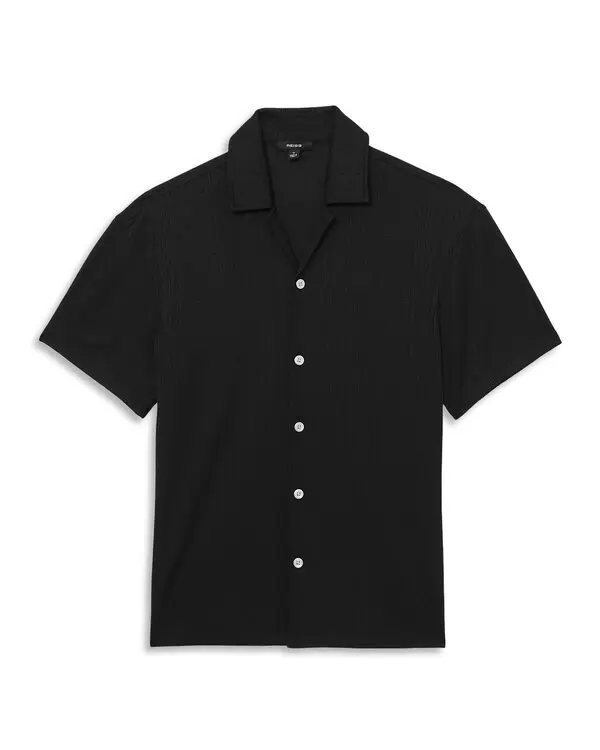 REISS Short Sleeve Stripe Jacquard Cuban Collar Shirt