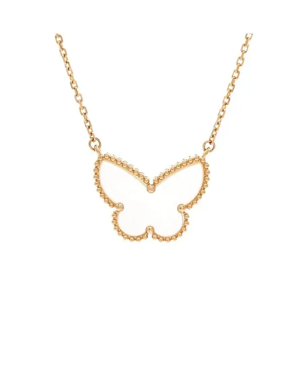 VAN CLEEF & ARPELS Lucky Alhambra Butterfly Pendant Necklace 18k Gold With Mother Of Pearl, 16.75 - Yellow