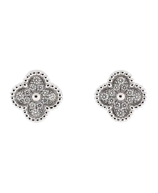 VAN CLEEF & ARPELS Sweet Alhambra Stud Earrings 18k Gold And Diamonds - White