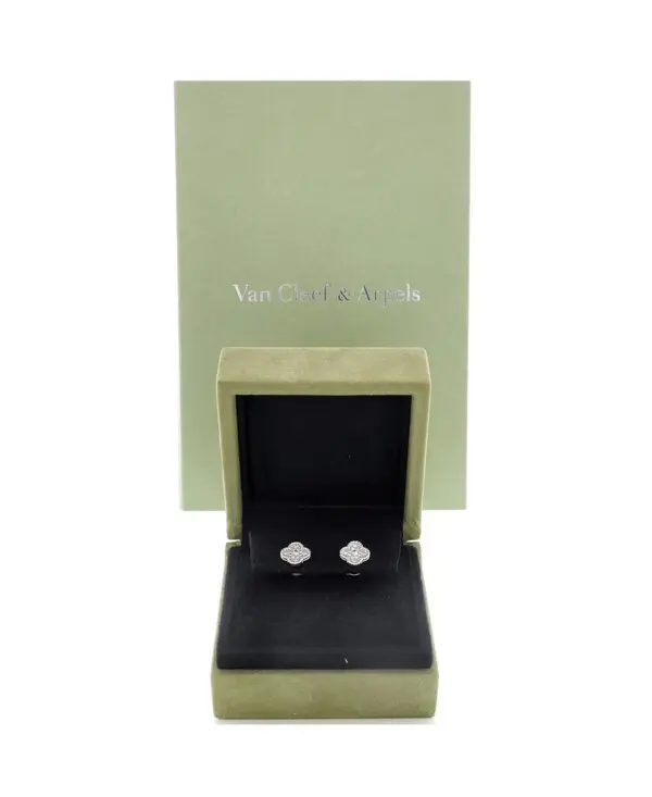 VAN CLEEF & ARPELS Sweet Alhambra Stud Earrings 18k Gold And Diamonds