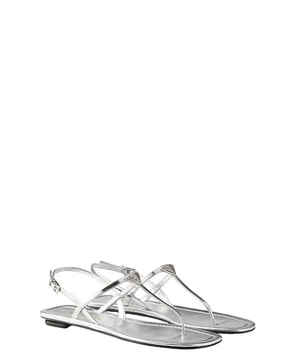 Prada Metallic Leather Thong Sandals