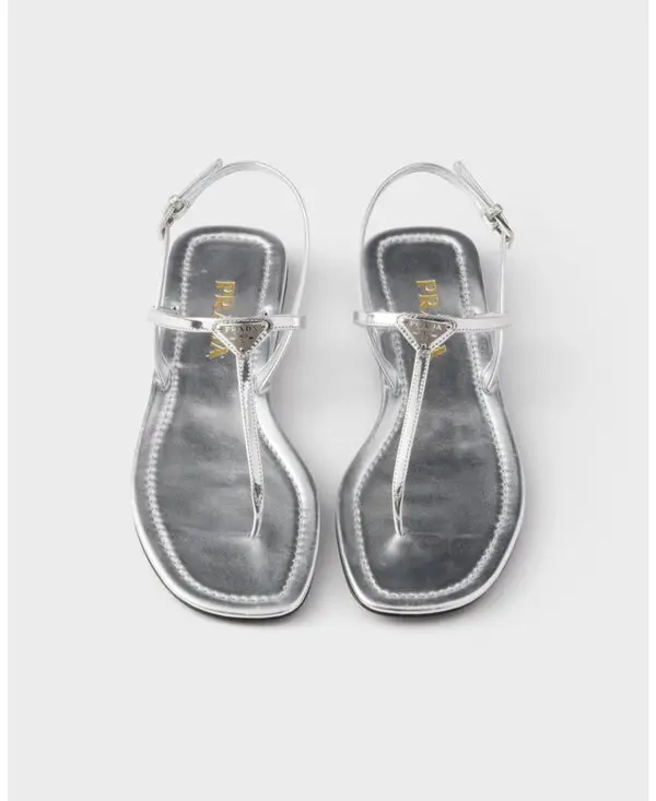 Prada Metallic Leather Thong Sandals