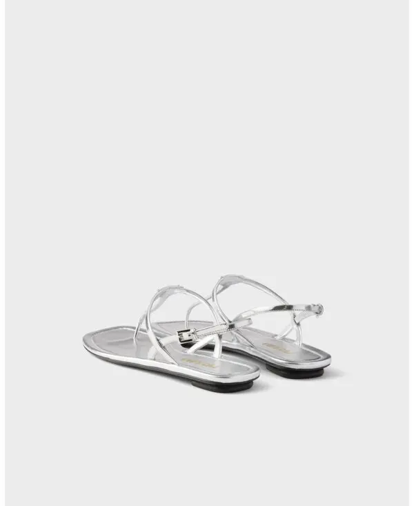 Prada Metallic Leather Thong Sandals