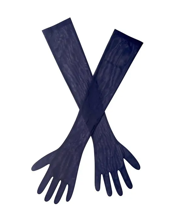 MISS CIRCLE NEW YORK Ora Mesh Opera-length Gloves - Navy