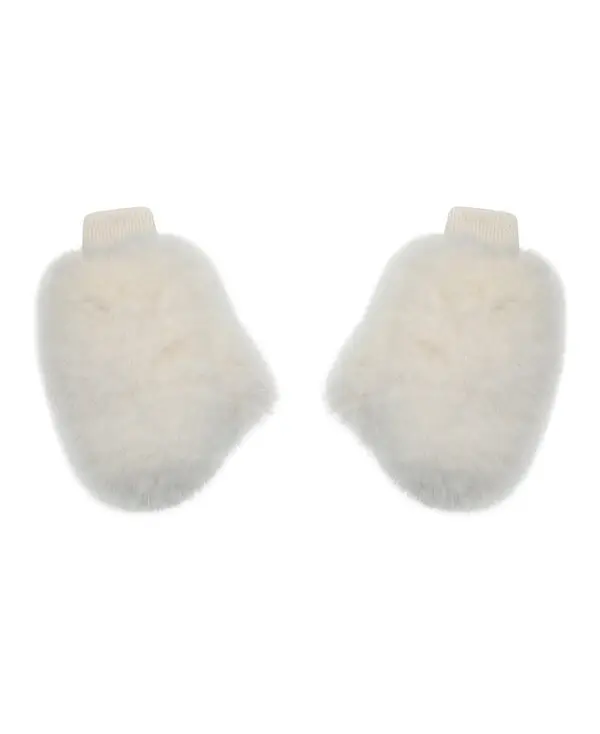 MISS CIRCLE Katia Faux Fur Mittens - White