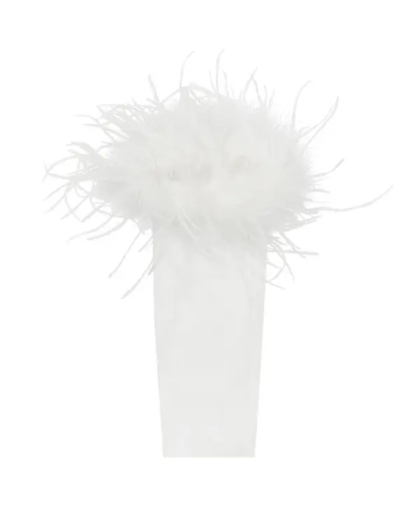 MISS CIRCLE NEW YORK Quinn Feather Trimmed Opera-length Gloves