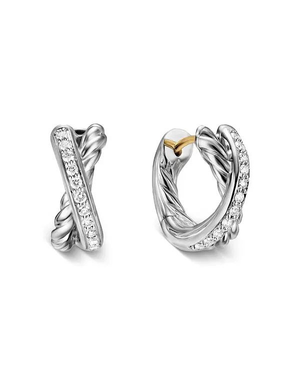 David Yurman Crossover Huggie Hoop Earrings, 12.4mm - Silver