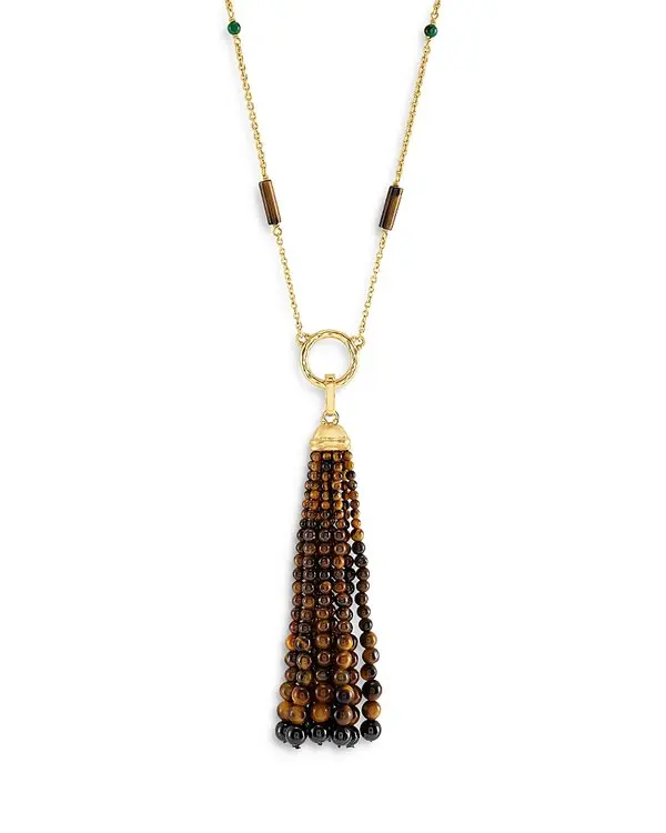 ANABEL ARAM Forza Tassel Pendant - Tigers Eye